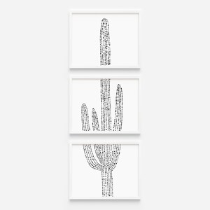 Modern Cacti Set | Black and White Minimalist Desert Nursery Triptych ...