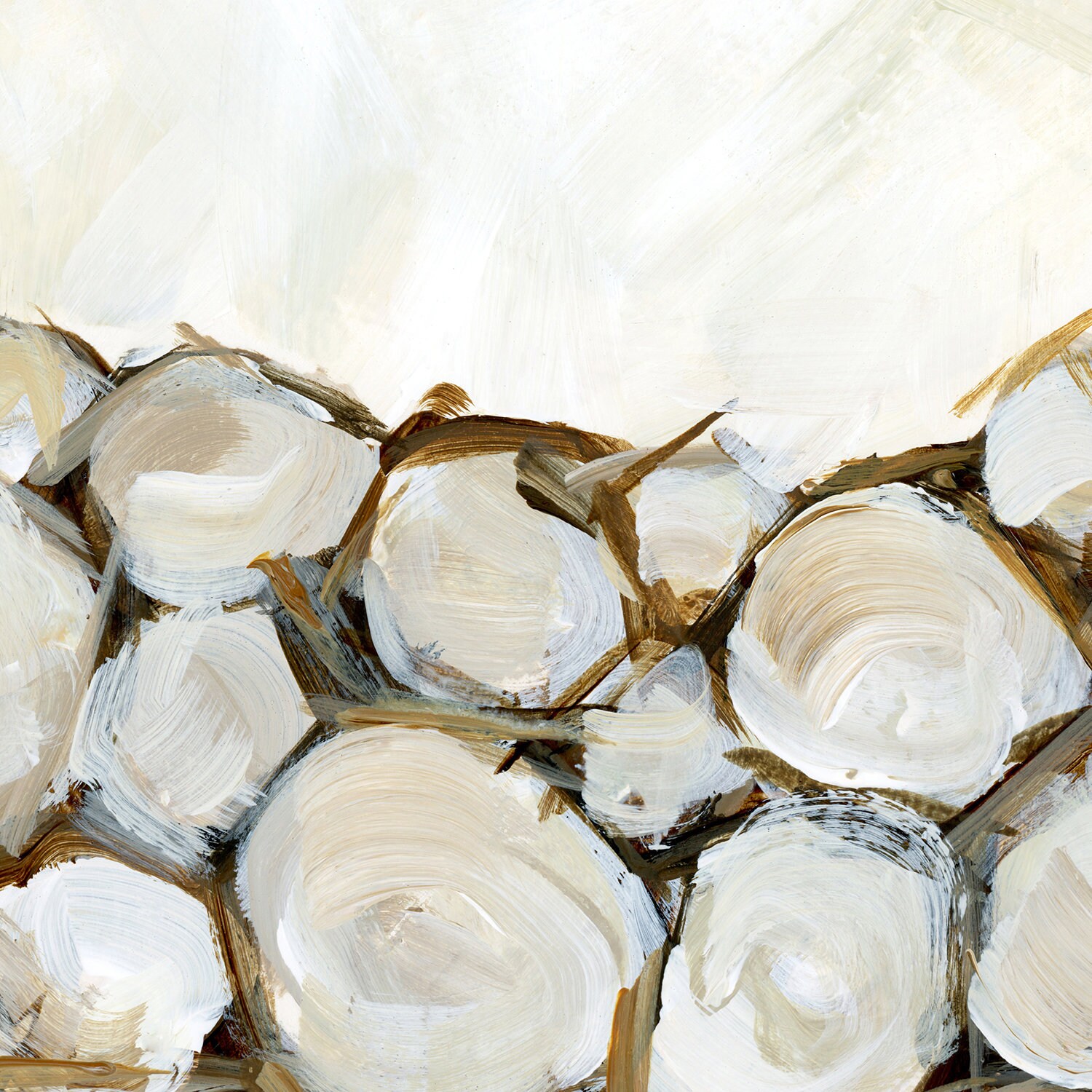 Winter Scene Tree Logs Painting Neutral Beige and Brown Modern | Etsy