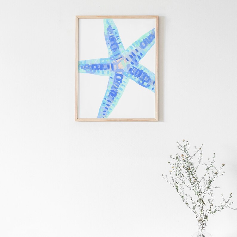 Blue Starfish Art Modern Coastal Nursery Decor Ocean Life - Etsy