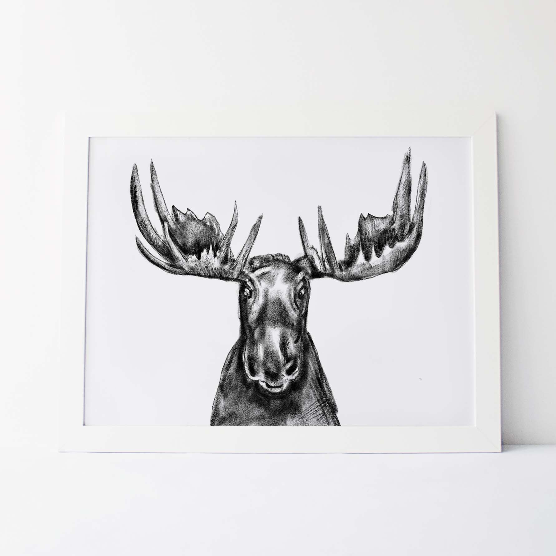 Moose Print Rustic Woodland Cabin Forest Animal Nursery Animal - Etsy
