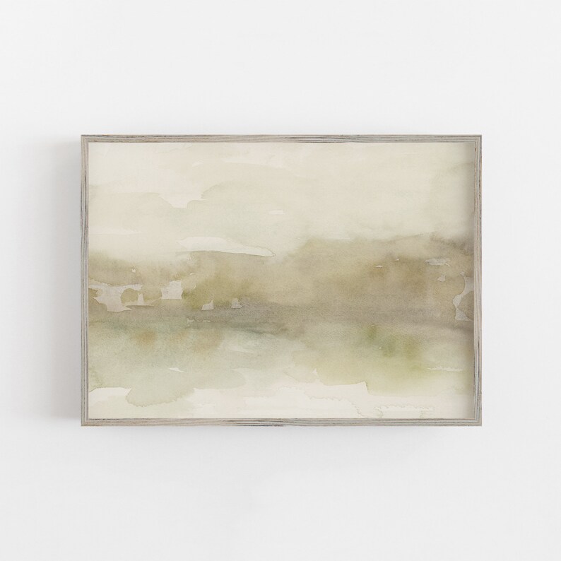 Landscape Painting Watercolor Lake Scene Artwork Land and Sky - Etsy