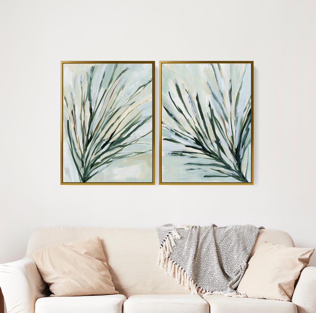 Pine Branch Painting Set | Modern Woodland Winter Forest Artwork ...
