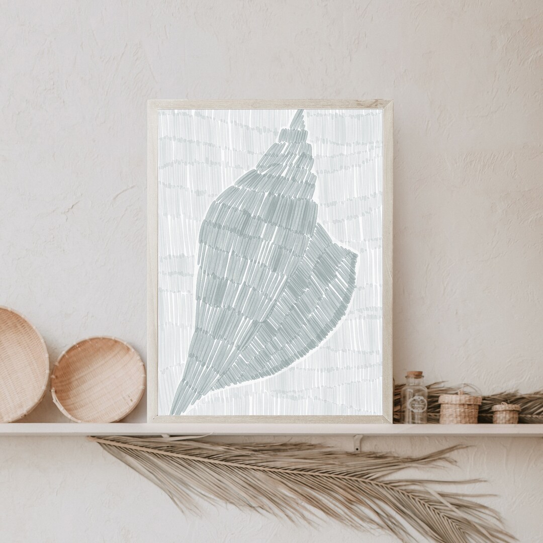 Minimalist Seashell Decor | "drifted Conch Shell" – Art Print or Canvas ...