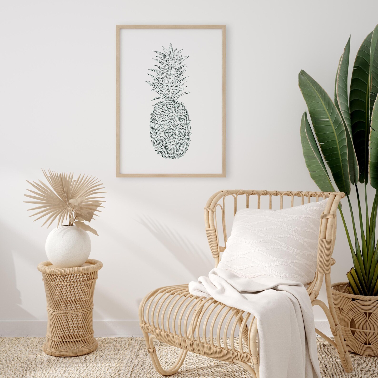 Pineapple Print Large Ananas Poster Modern Minimalist Boho | Etsy