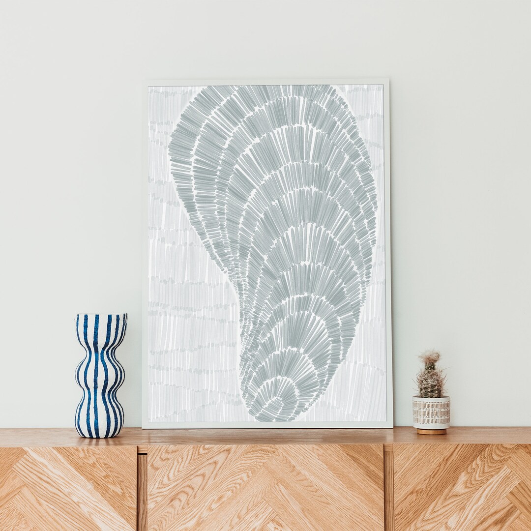Mussel Seashell Artwork | Modern Coastal Decor Beach Wall Poster for ...