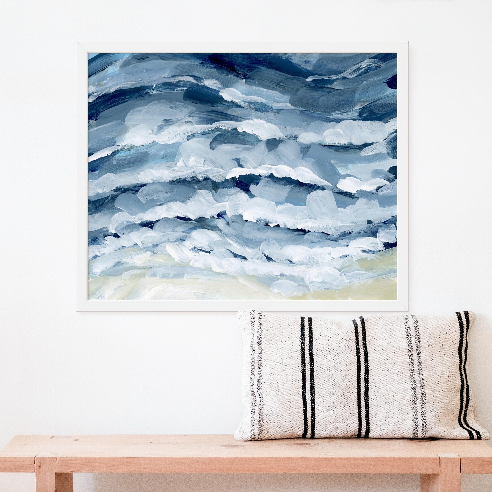 Blue and White Wave Artwork | "waves and the Shoreline, No. 2" - Art ...
