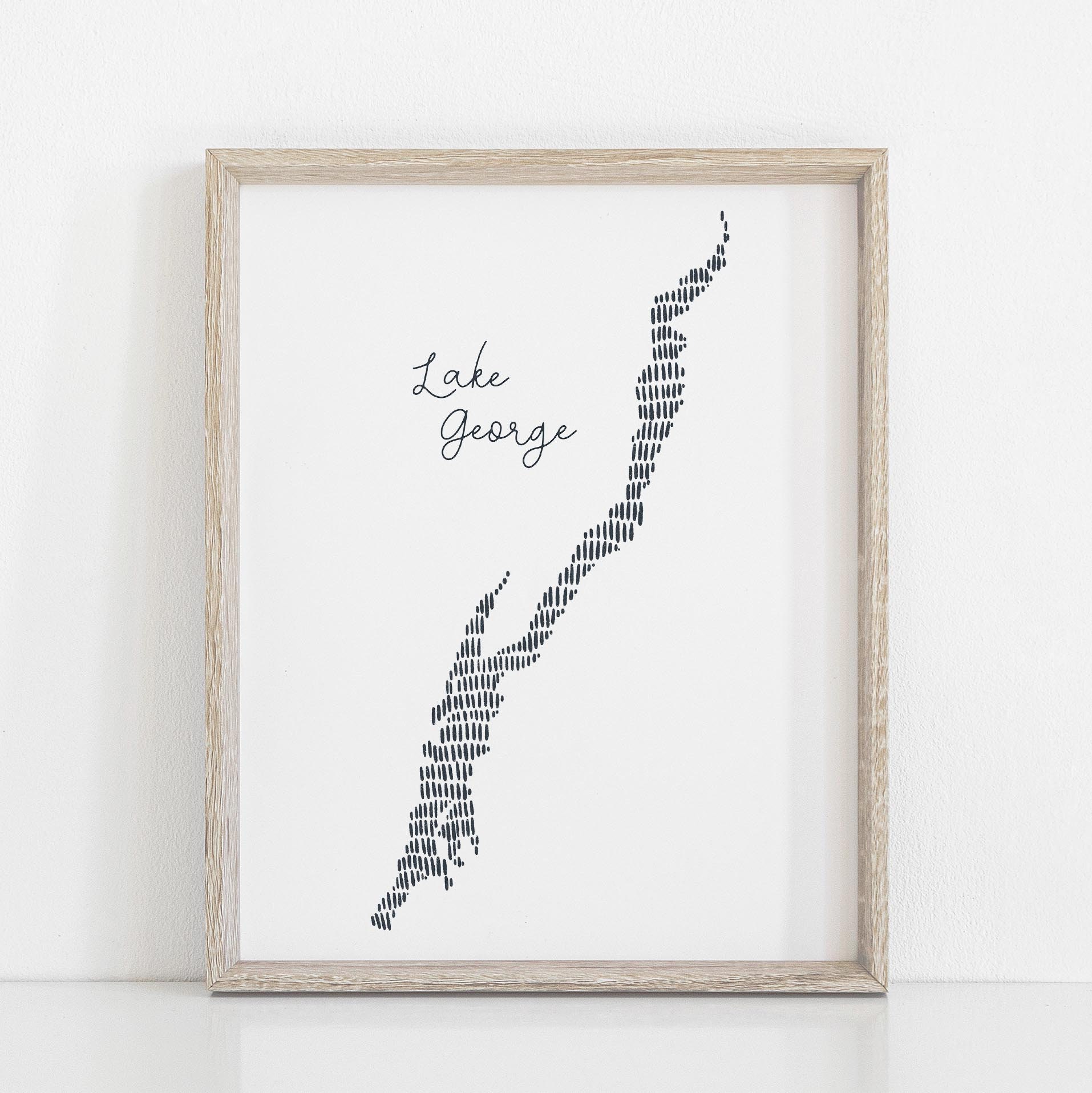 Lake George Print Lake Map Sign Modern Lakehouse Decor New - Etsy