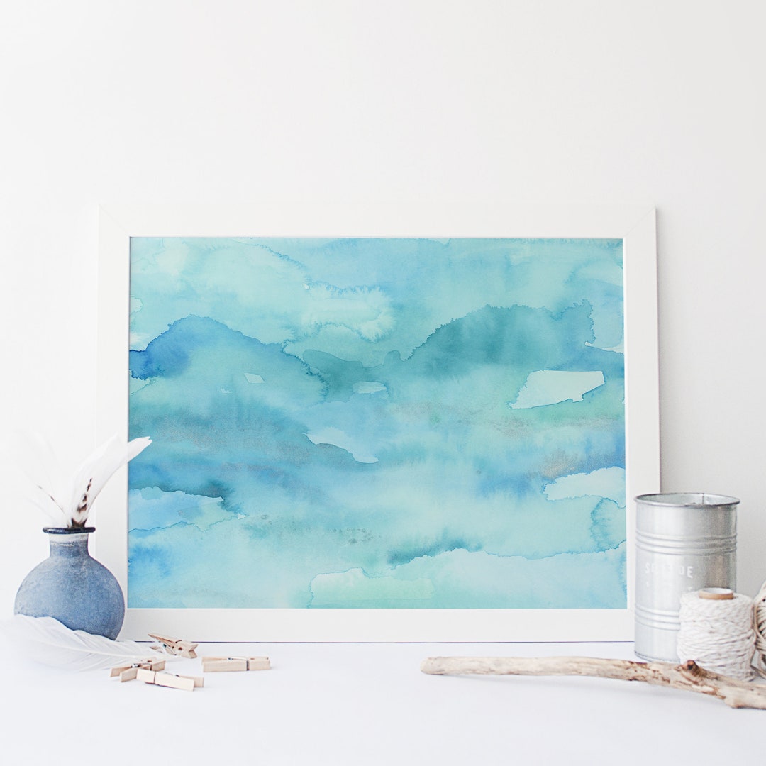 Ocean Painting Turquoise Blue Beach Decor Abstract Sea - Etsy