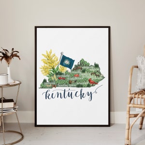 Kentucky Map Gift Home State Louisville Illustrated Drawing Artwork ...