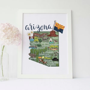 Arizona State Map Illustrated Home State Gift Idea Drawing AZ - Etsy