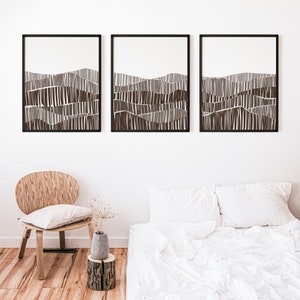 Mountain Print Set Triptych Modern Cabin Decor Minimalist Nordic Lodge ...
