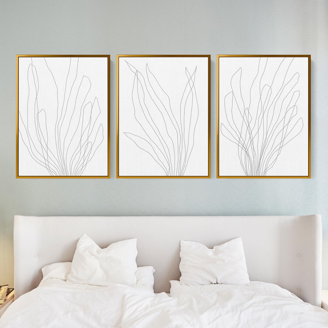 Modern Coastal Wall Art | Sea Botanical Decor for Beach Triptych ...