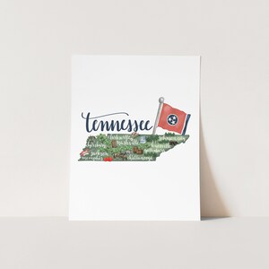 Tennessee State Map Gift | TN Illustrated Drawing for Hometown Wall Art ...