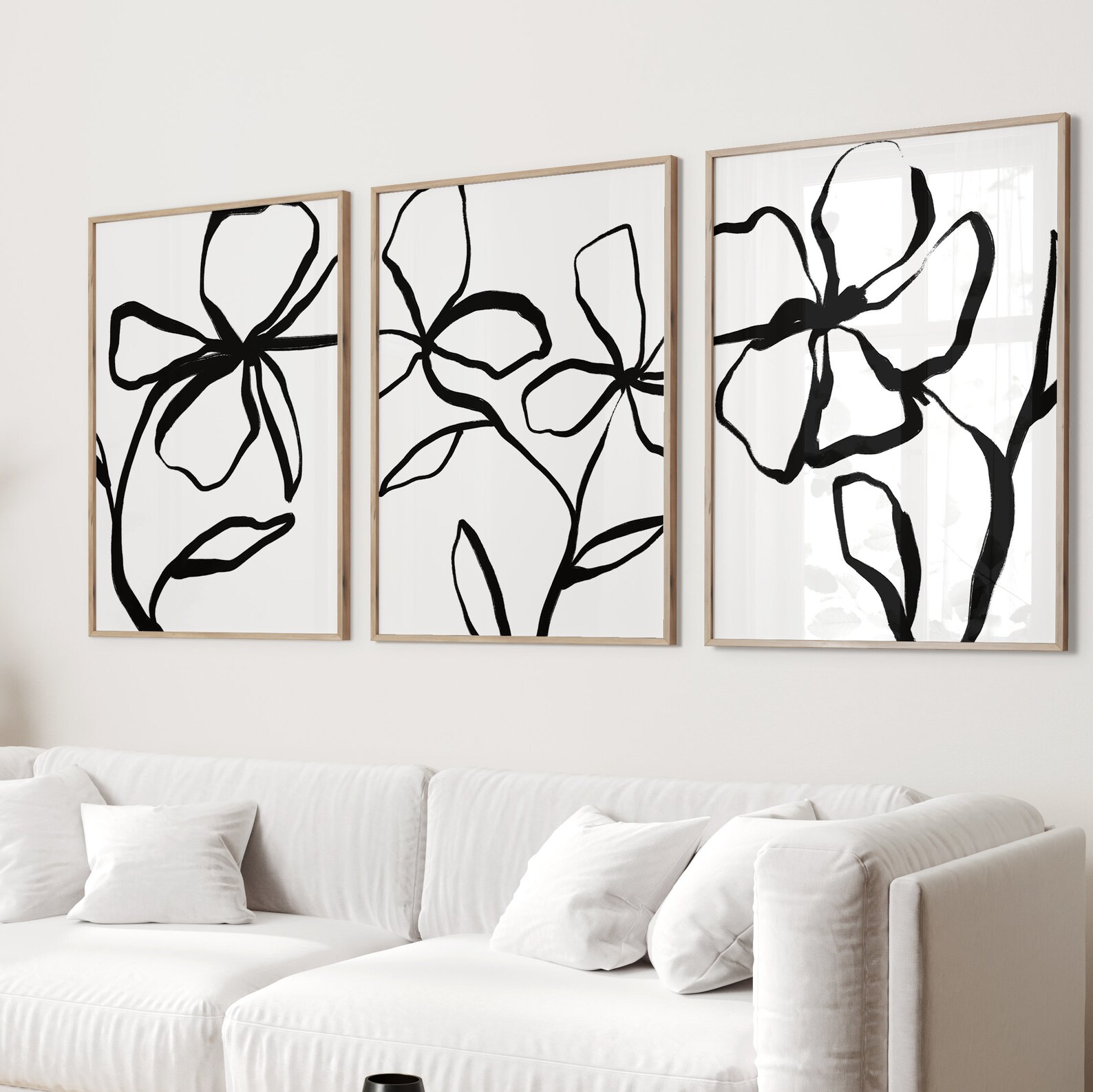 Botanical Art Set Modern Minimalist Boho Black & White Plant - Etsy