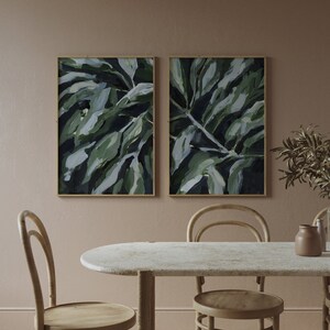 Dark Botanical Art Black Plant Painting Modern Apartment Decor Parisian ...