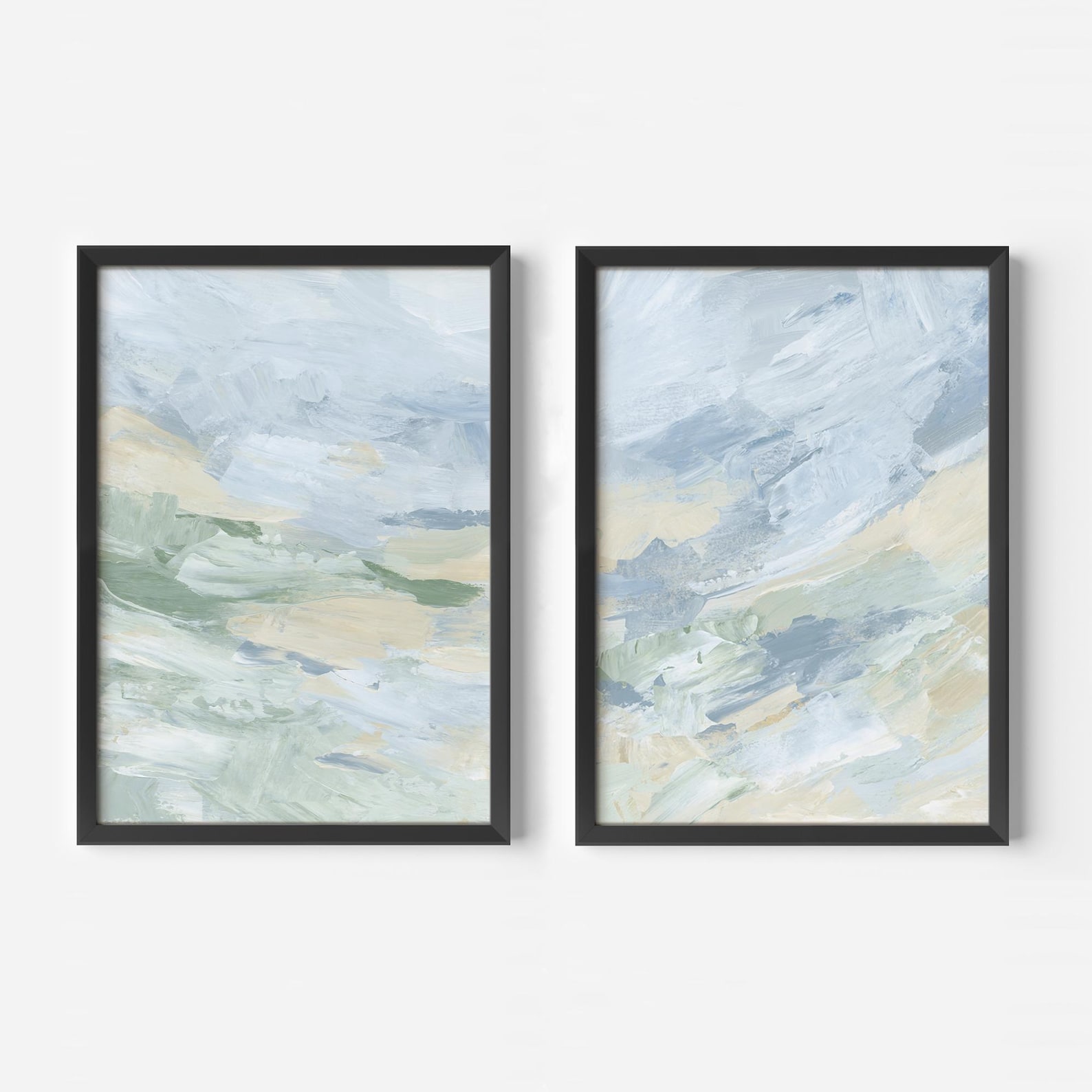 Coastal Abstract Diptych | "spring Seas" - Set of 2 Art Prints or ...