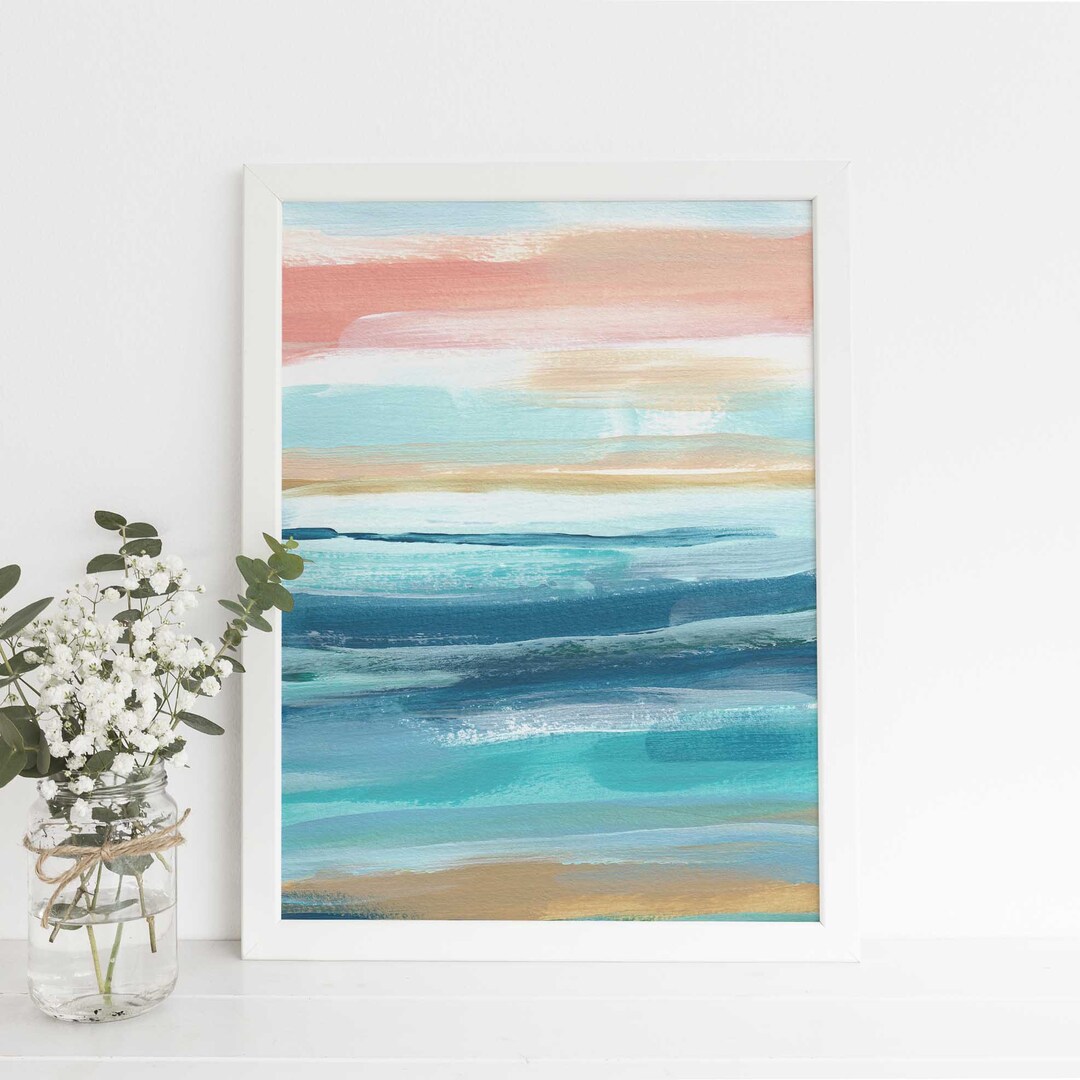 Beach Painting Art Original Modern Ocean Print Coastal Style Abstract ...