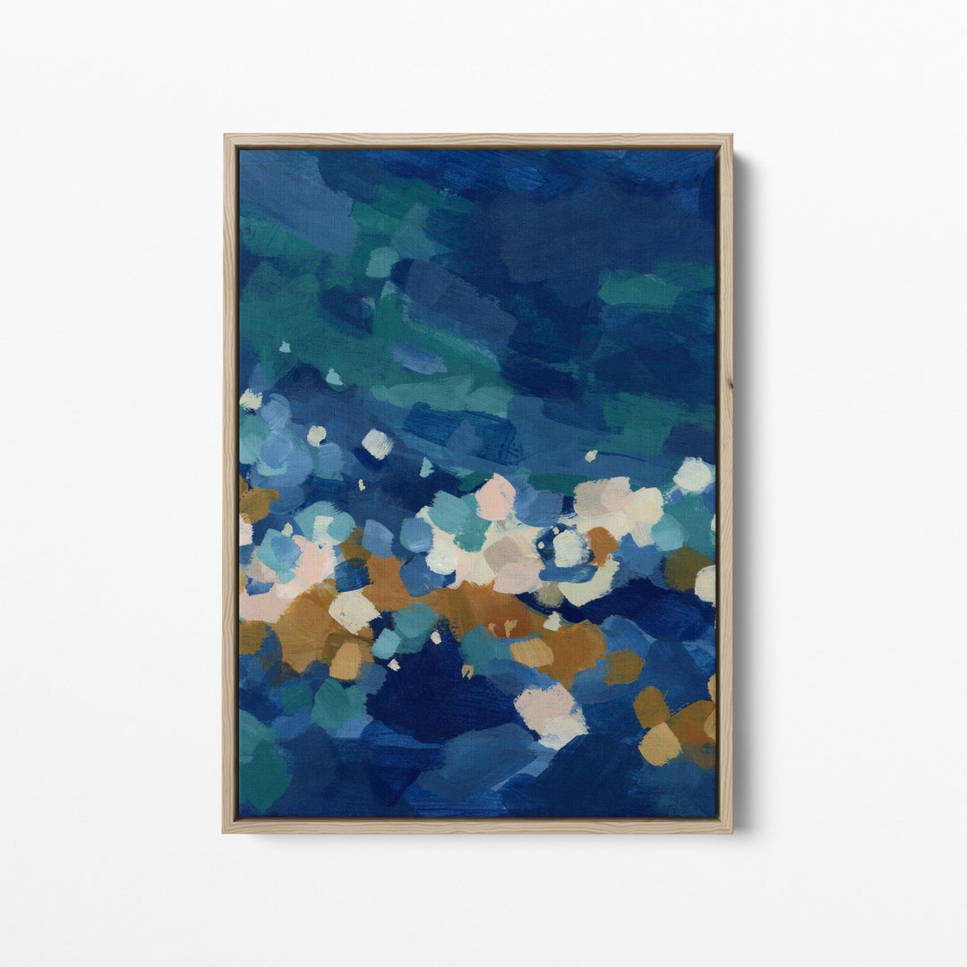 Modern Abstract Art | Dark Deep Blue Ocean Painting for Beachy Nursery ...