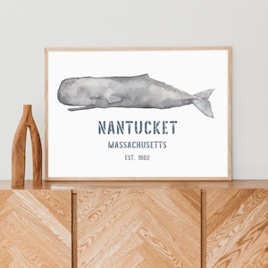 Nantucket Decor Established Sign | Coastal Sperm Whale Artwork for ...