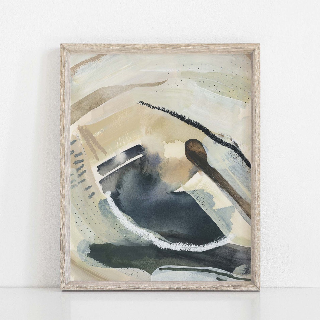 Abstract Lake Art Neutral Print Nautical House Decor Modern Painting ...