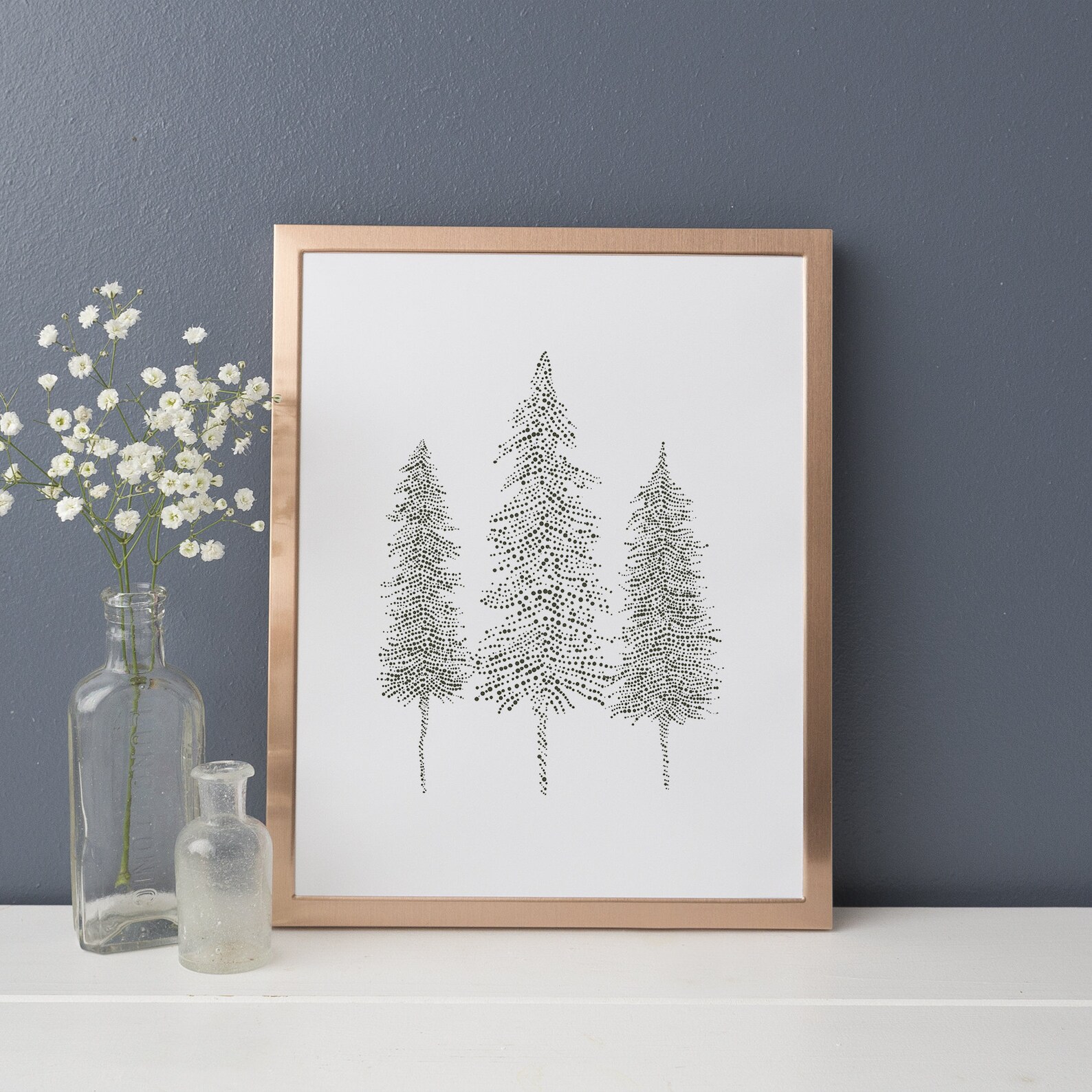 Pine Tree Print Winter Modern Forest Art Fir Tree Mountain | Etsy