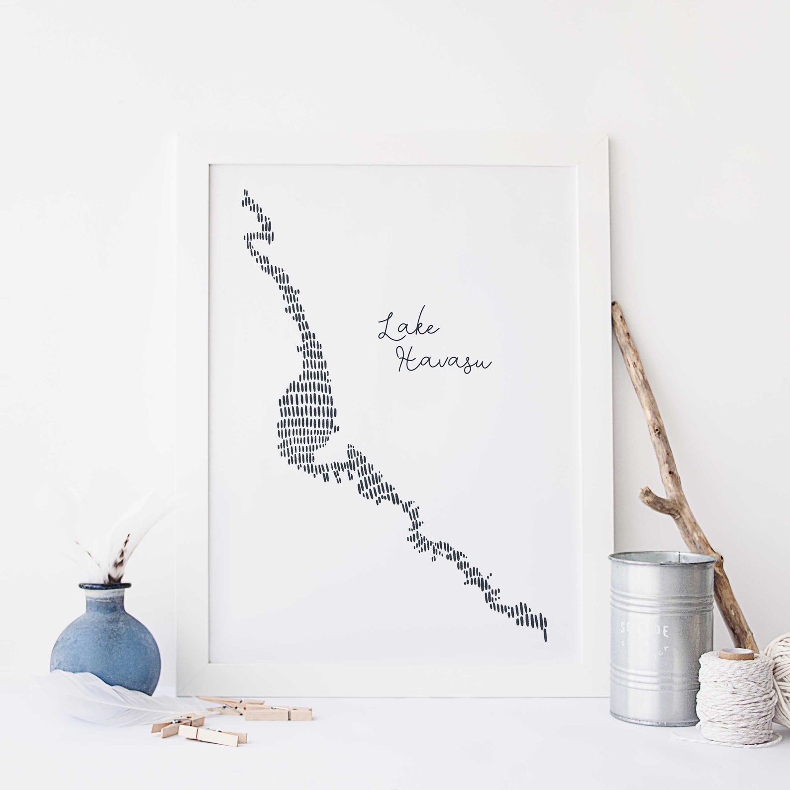 Lake Havasu Map Print Arizona Lake Sign Modern Minimalist - Etsy