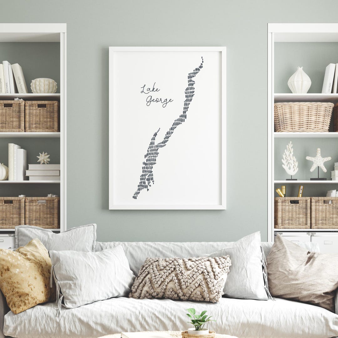 Lake George Print | Lake Map Sign for Modern Lakehouse Decor and New ...