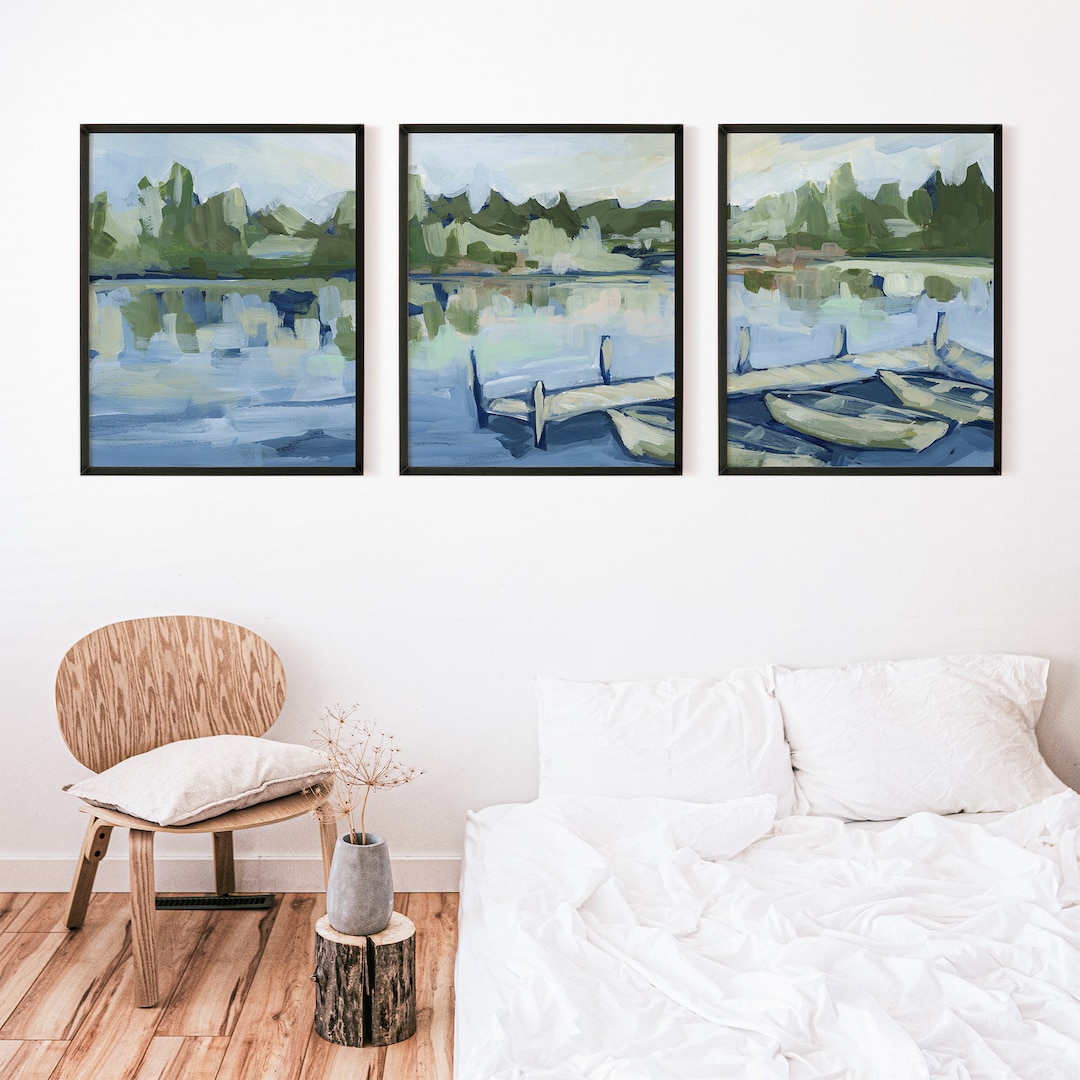 Lake House Decor | "the Lakeside Dock" - Set of 3 - Art Prints or ...