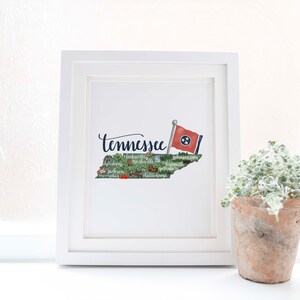 Tennessee State Map Gift TN Illustrated Drawing Hometown Wall - Etsy