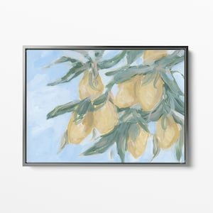 Citrus Lemon Painting | Blue and Yellow Italy Countryside Art for ...