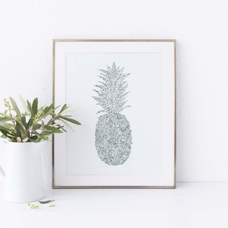 Pineapple Print Large Ananas Poster Modern Minimalist Boho - Etsy
