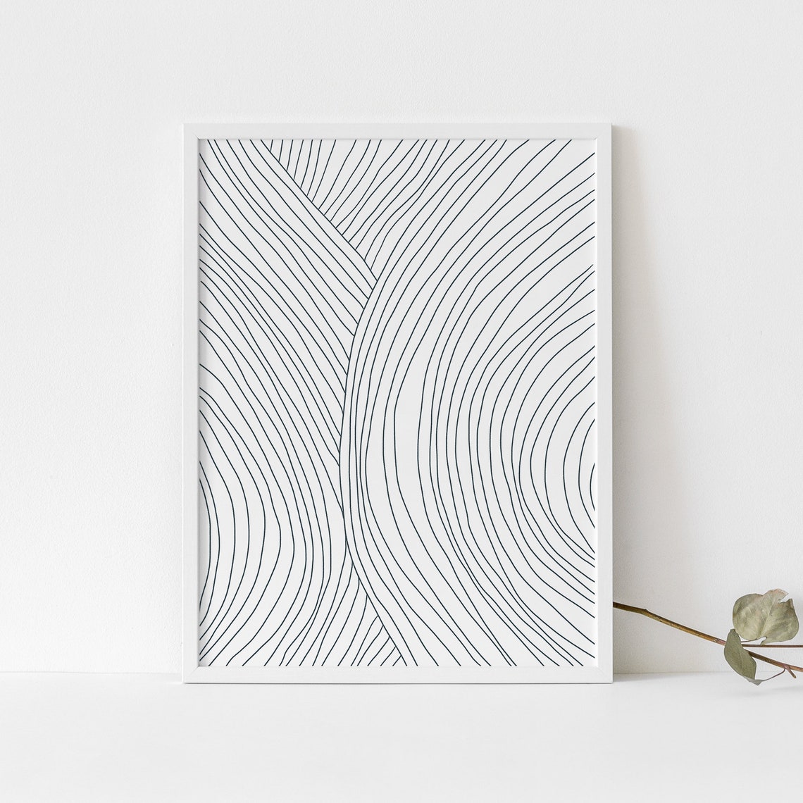 Minimalist Art Line Illustration Blue and White Modern - Etsy