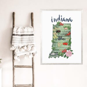 Indiana Map Home State Prints | Indianapolis Hoosier State Gift ...