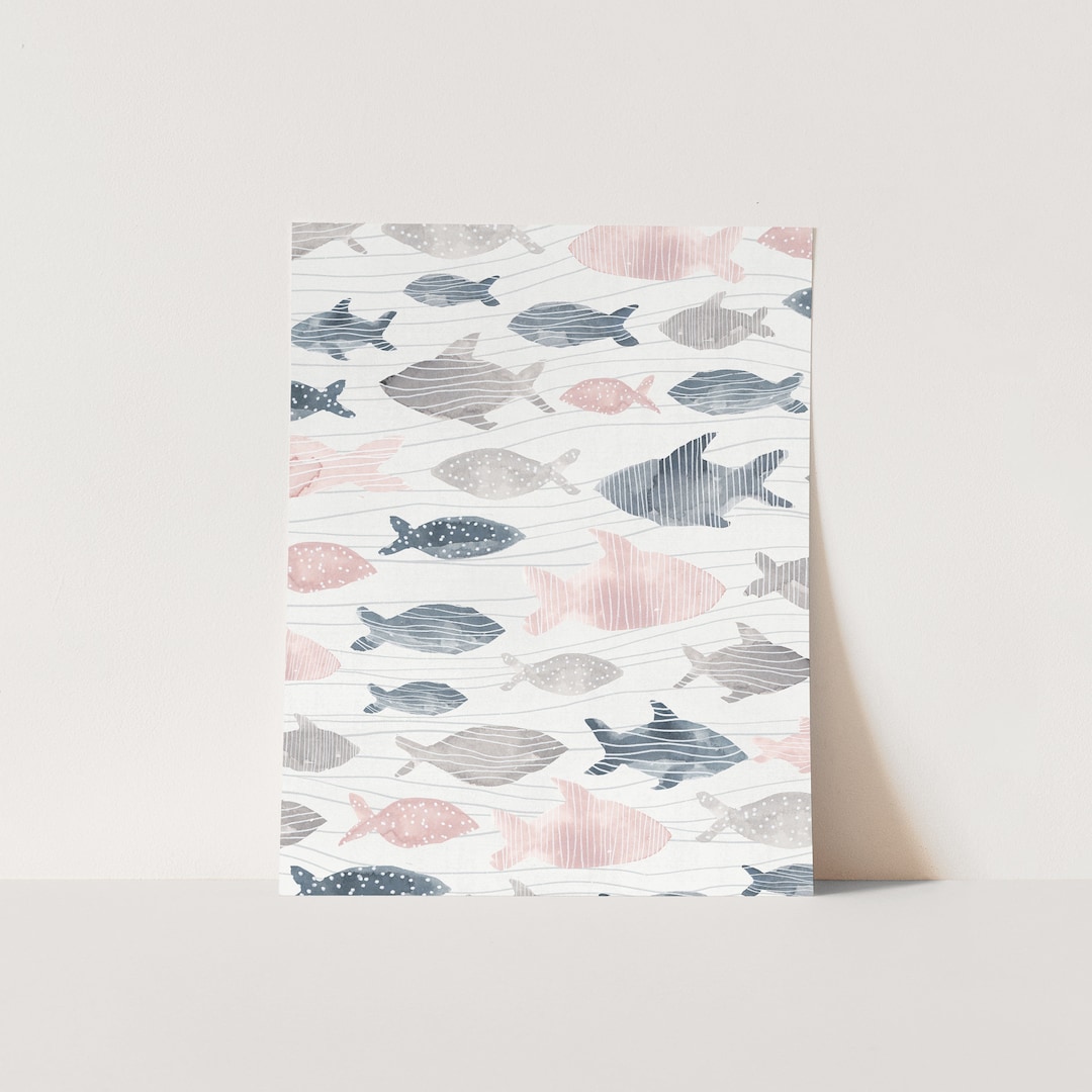 Nautical Nursery Decor | "pastel Fish Watercolor" - Art Print or Canvas ...