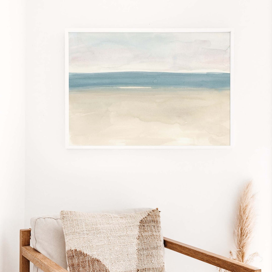 Coastal Seascape Art Modern Beachscape Watercolor Painting - Etsy