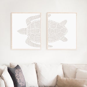 Loggerhead Sea Turtle Artwork Modern Trendy Coastal Decor Diptych woven ...