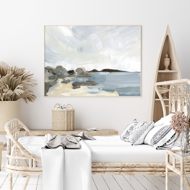 Coastal Wall Art Landscape Seashore Painting Shoreline Art - Etsy
