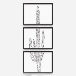 Modern Cacti Set | Black and White Minimalist Desert Nursery Triptych ...