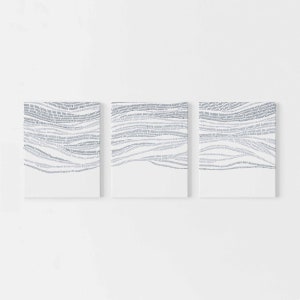Coastal Wave Print Set | Abstract Ocean Art in Slate Blue, Modern Minimalist Triptych | "the ...
