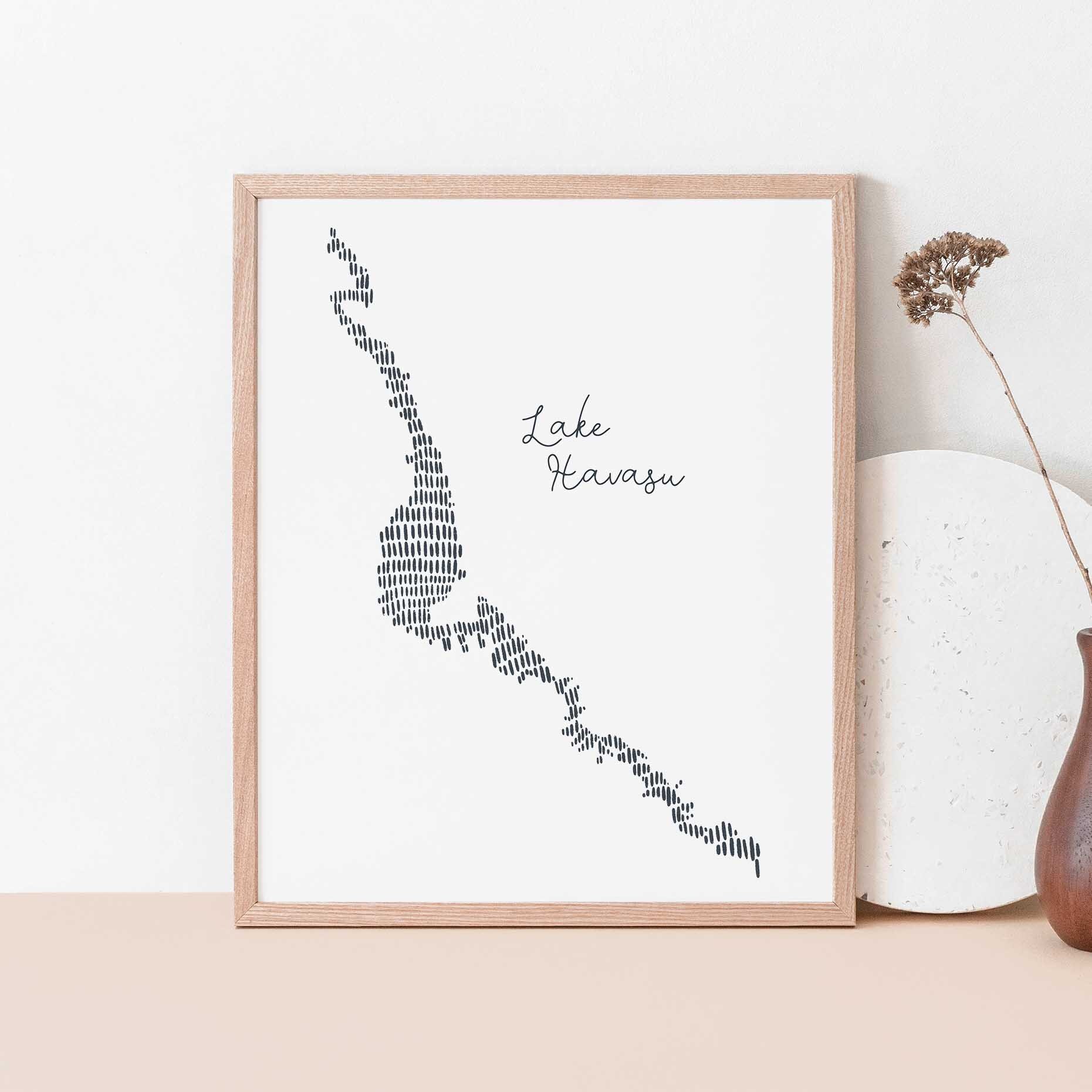 Lake Havasu Map Print Arizona Lake Sign Modern Minimalist - Etsy