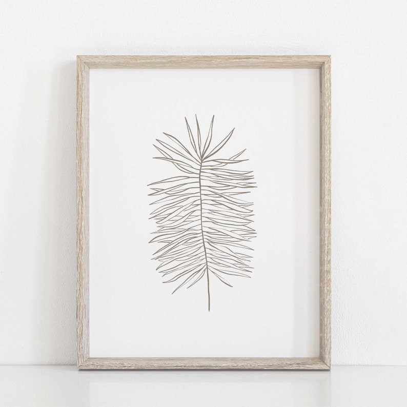 Palm Frond Art Modern Line Drawing Simple Nature Wall Poster - Etsy