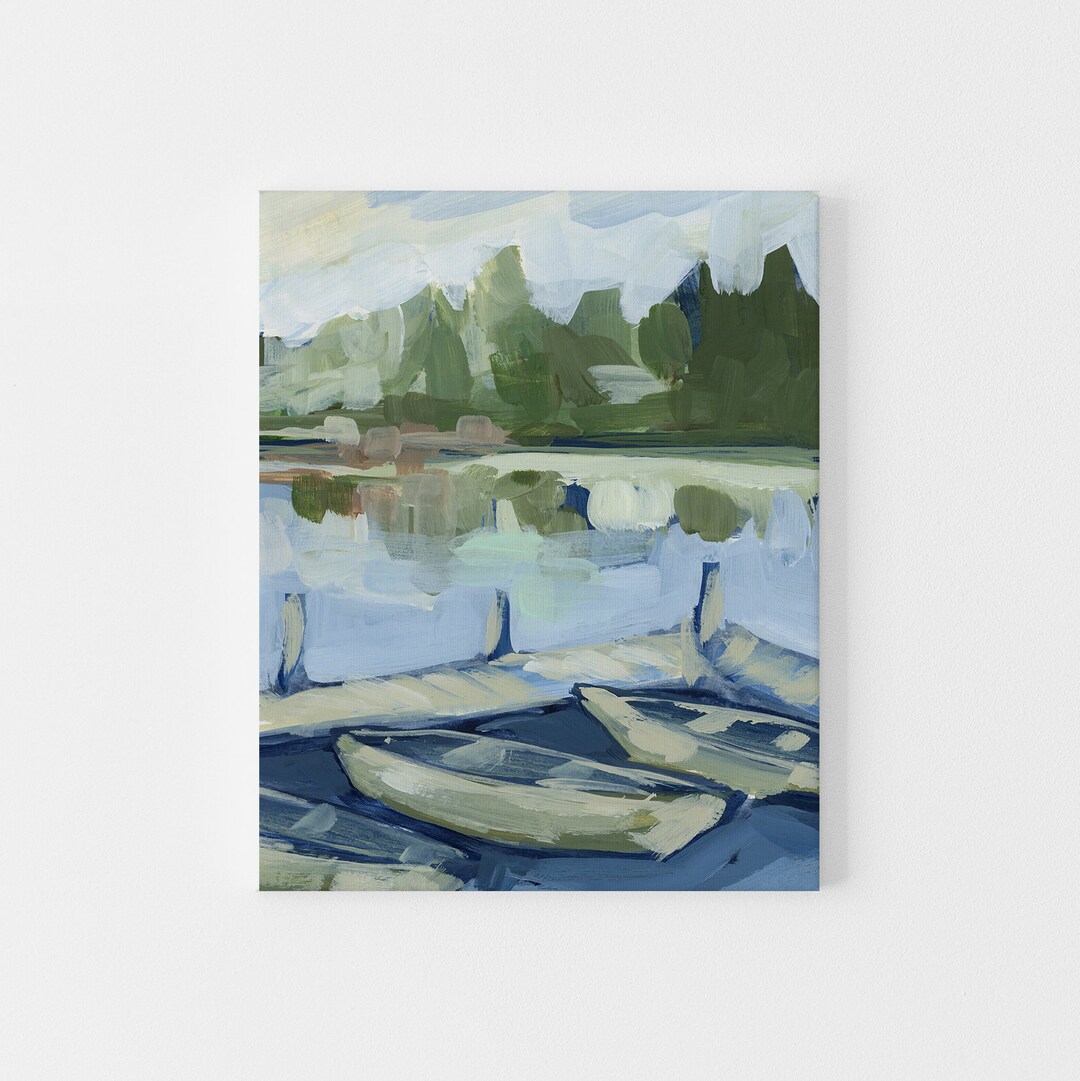 Lake Painting Lake Scene Artwork for Modern Lakehouse Statement ...