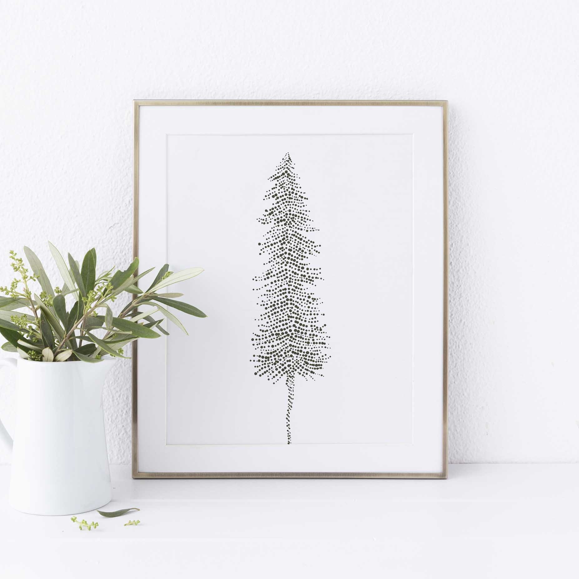 Nordic Pine Tree Art Modern Scandinavian Style Decor Forest | Etsy