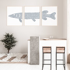 Northern Pike Print Lake Fish Decor Fishing Lakehouse Fisherman ...