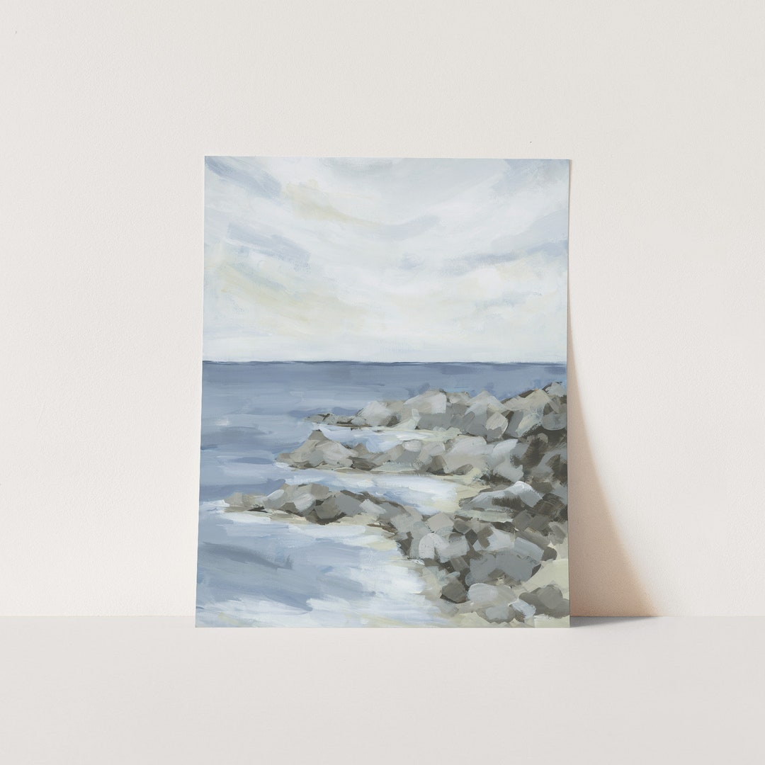 Seashore Painting Coastal Wall Artwork Modern Large Scale Beach House ...