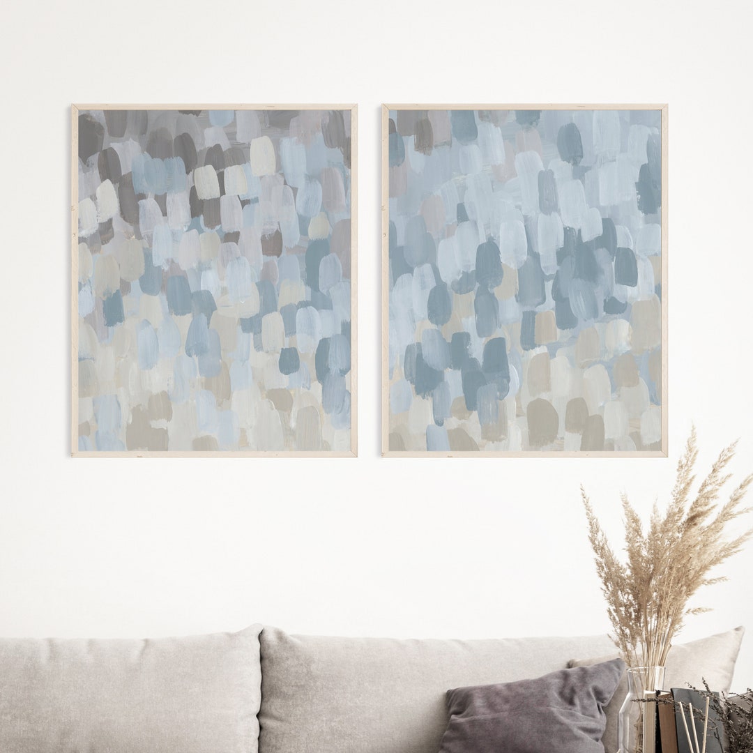 Abstract Beach House Painting Blue and Beige Decor Muted - Etsy