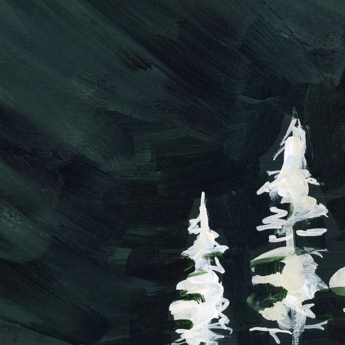 Winter Evergreen Painting Dark Green Tree Line Painting Modern - Etsy