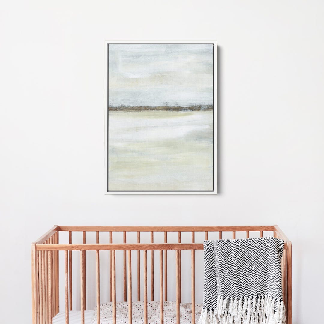 Lake House Decor | Abstract Lake Painting, Neutral Coastal Artwork for ...