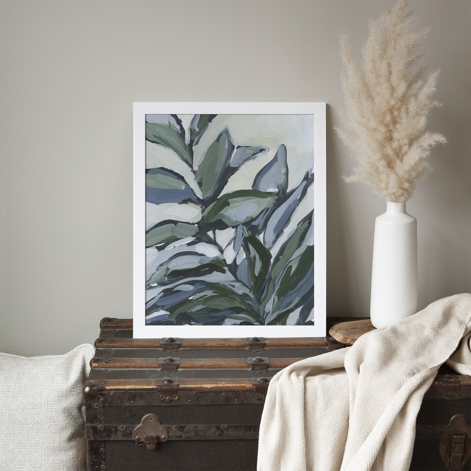 Botanical Art Modern Neutral Home Decor Statement Painting Green and ...