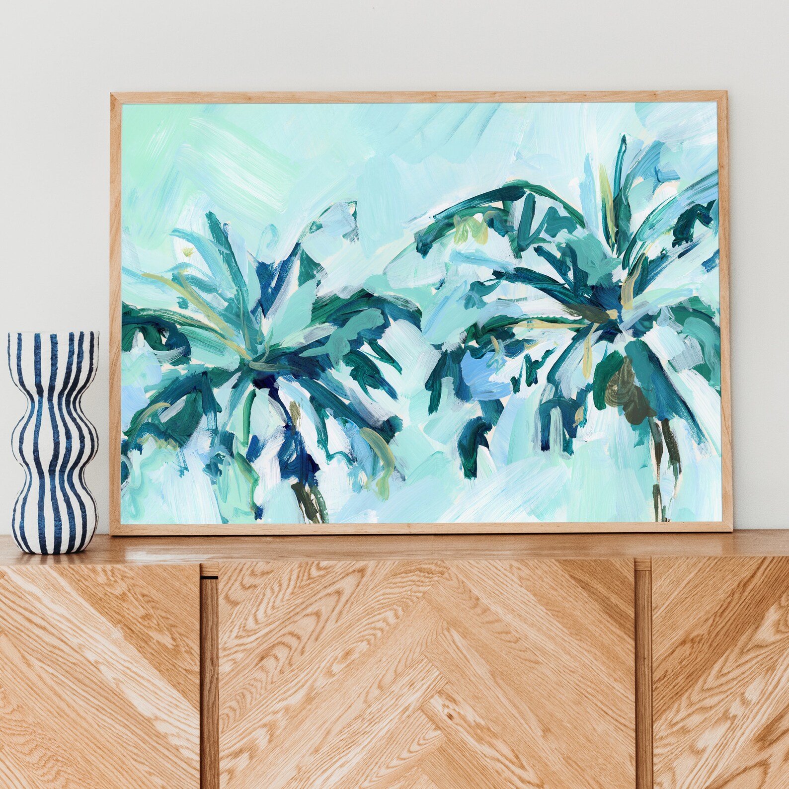 Palm Tree Art Tropical Painting Modern Beach House Wall Decor - Etsy